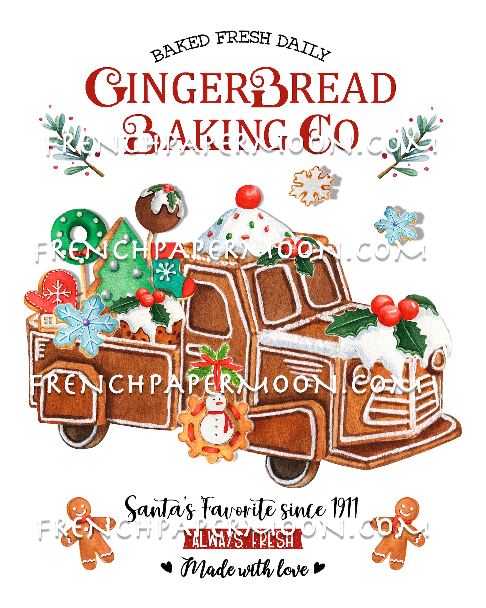 Gingerbread Truck Christmas Bakery Gingerbread Cookies Santa - Etsy