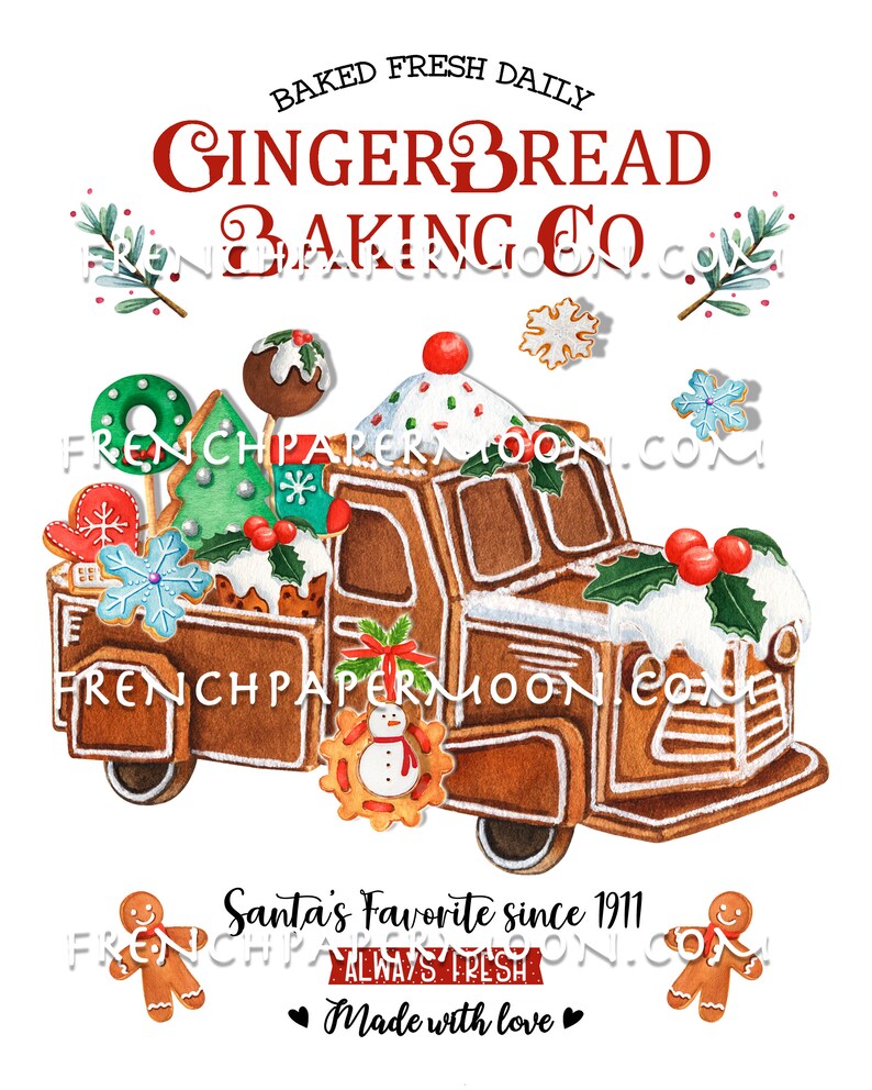 Gingerbread Truck Christmas Bakery Gingerbread Cookies Santa - Etsy