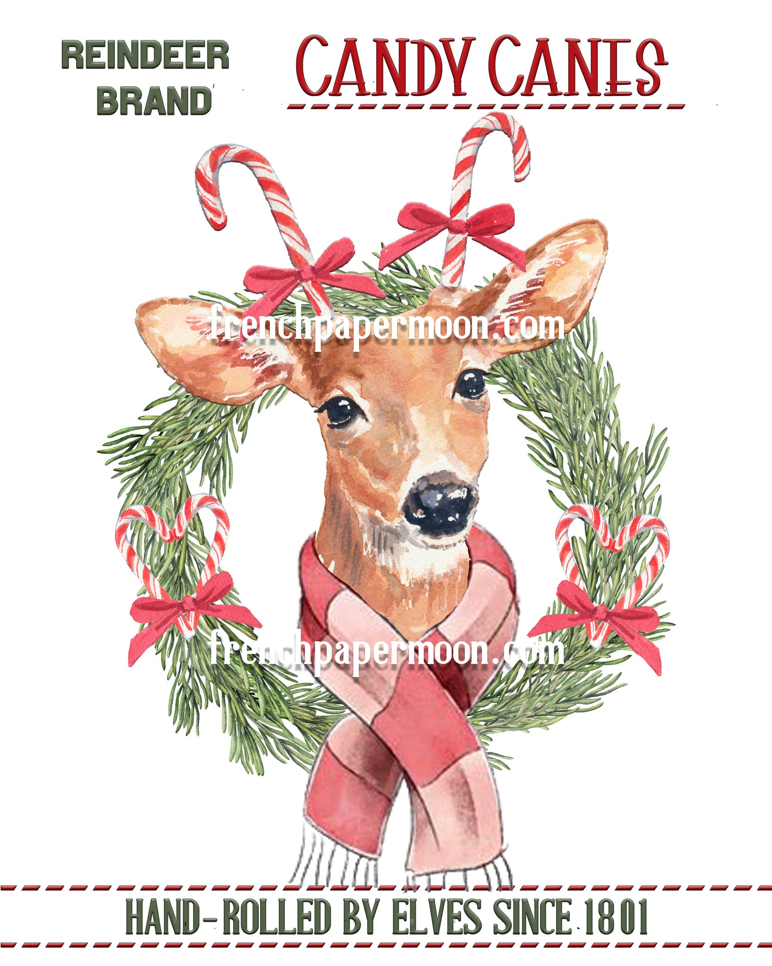 Adorable Christmas Reindeer Candy Cane Pink Xmas Print Baby - Etsy