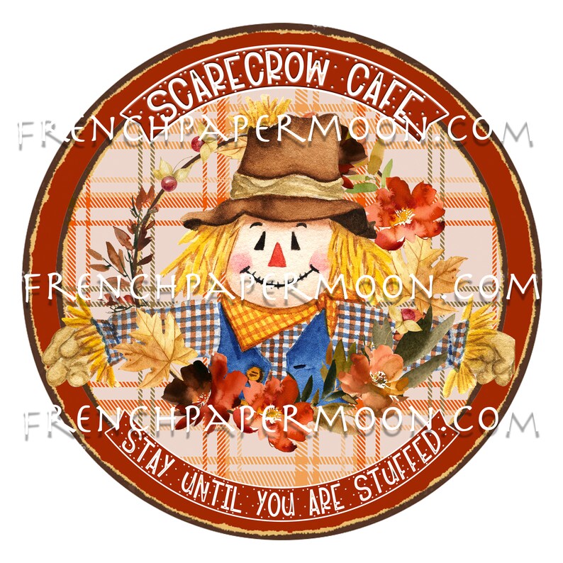 Fall Farmhouse, Scarecrow, Cafe, Circle, Sublimation Graphic, Digital ...