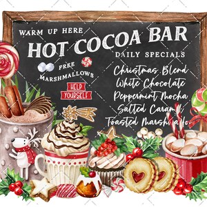 Christmas Hot Cocoa Digital Art Print Xmas Drinks Sweets Cupcakes ...