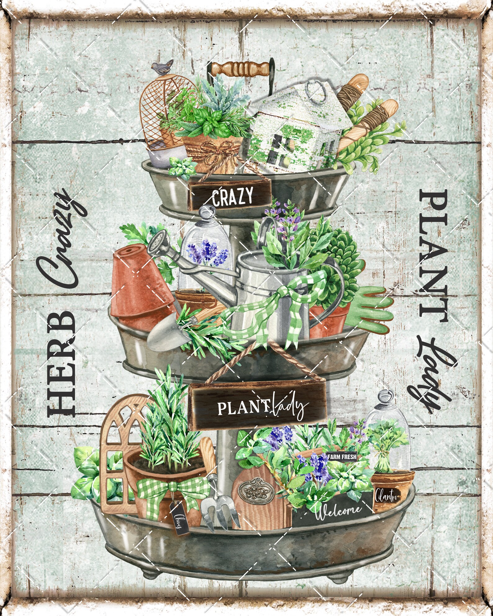 Farmhouse Crazy Plant Lady DIY Sign Garden Tools Potted - Etsy