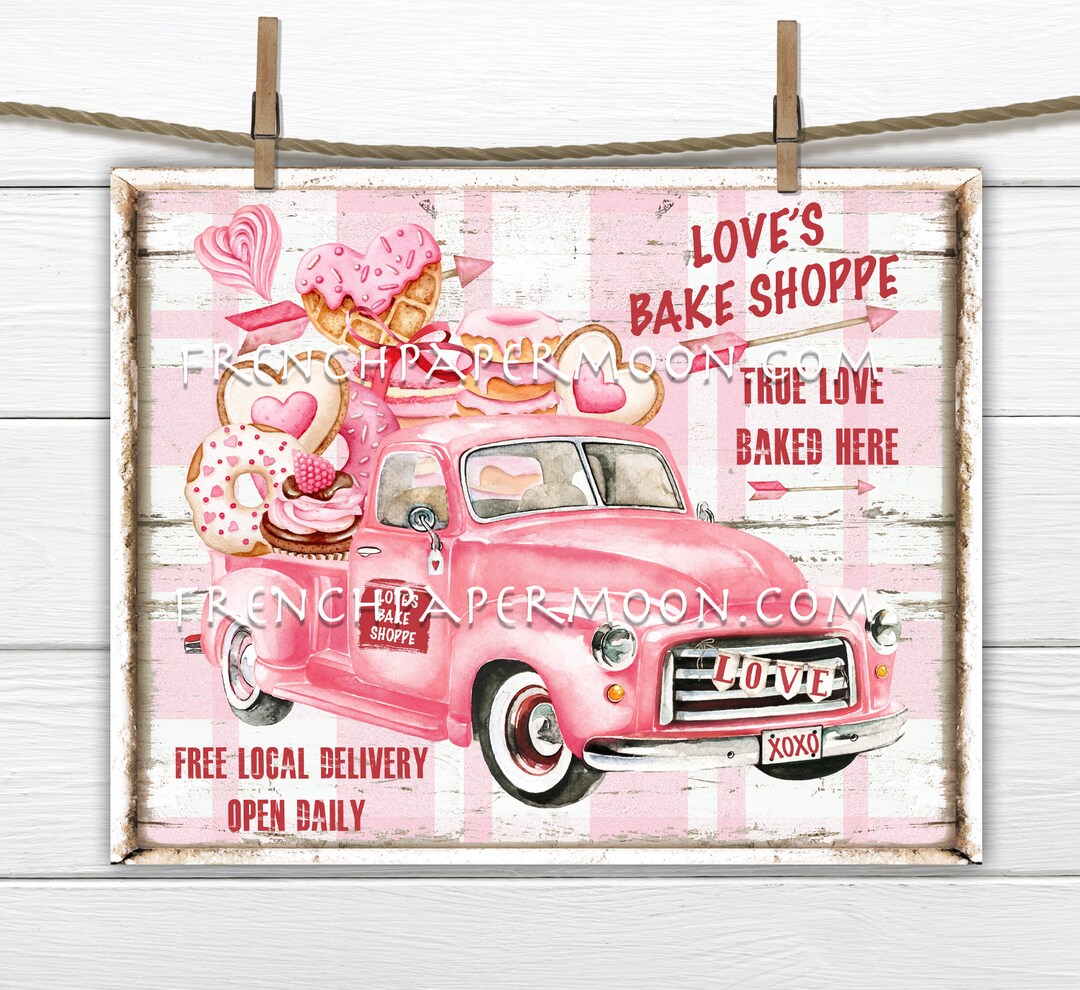 Pink Valentine Truck, Valentine Confectionary, DIY Valentine Sign ...