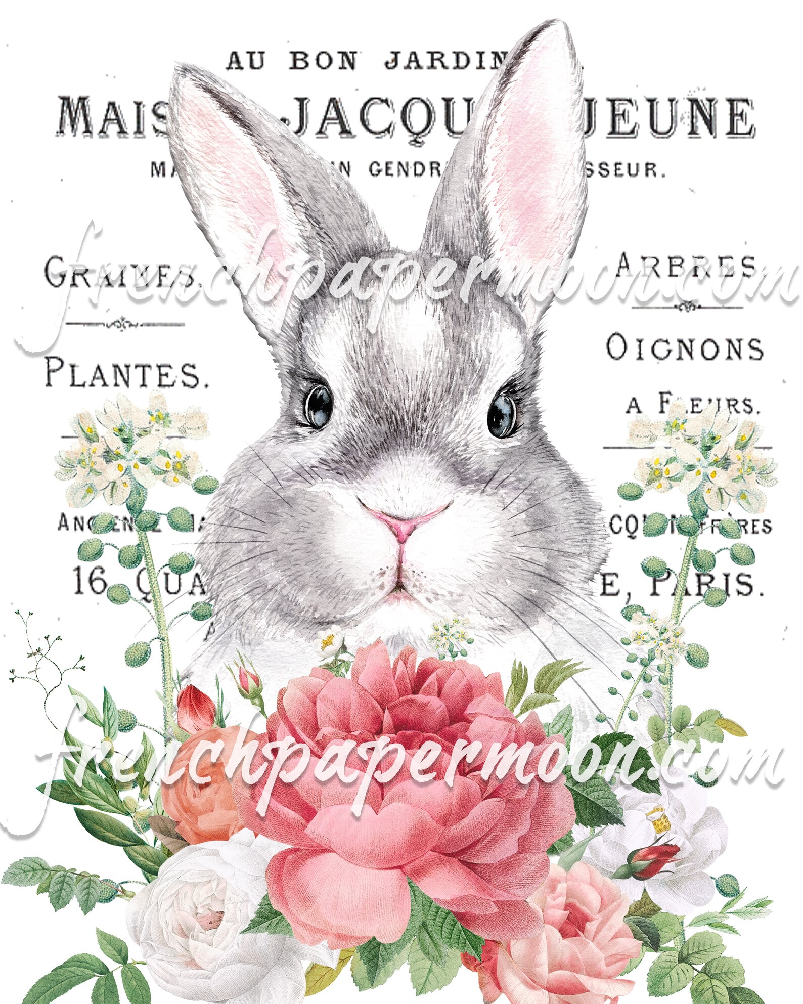 Adorable Watercolor Bunny, Printable Baby Rabbit, Easter, Spring ...