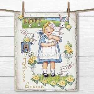 Adorable Easter Bunny Girl Printable, Digital Easter Graphic Transfer ...