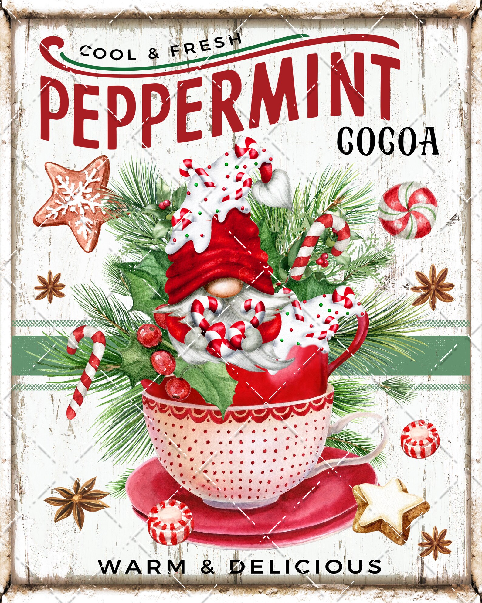 Peppermint Hot Cocoa, DIY Xmas Sign, Christmas Cookies, Gnome, Winter ...