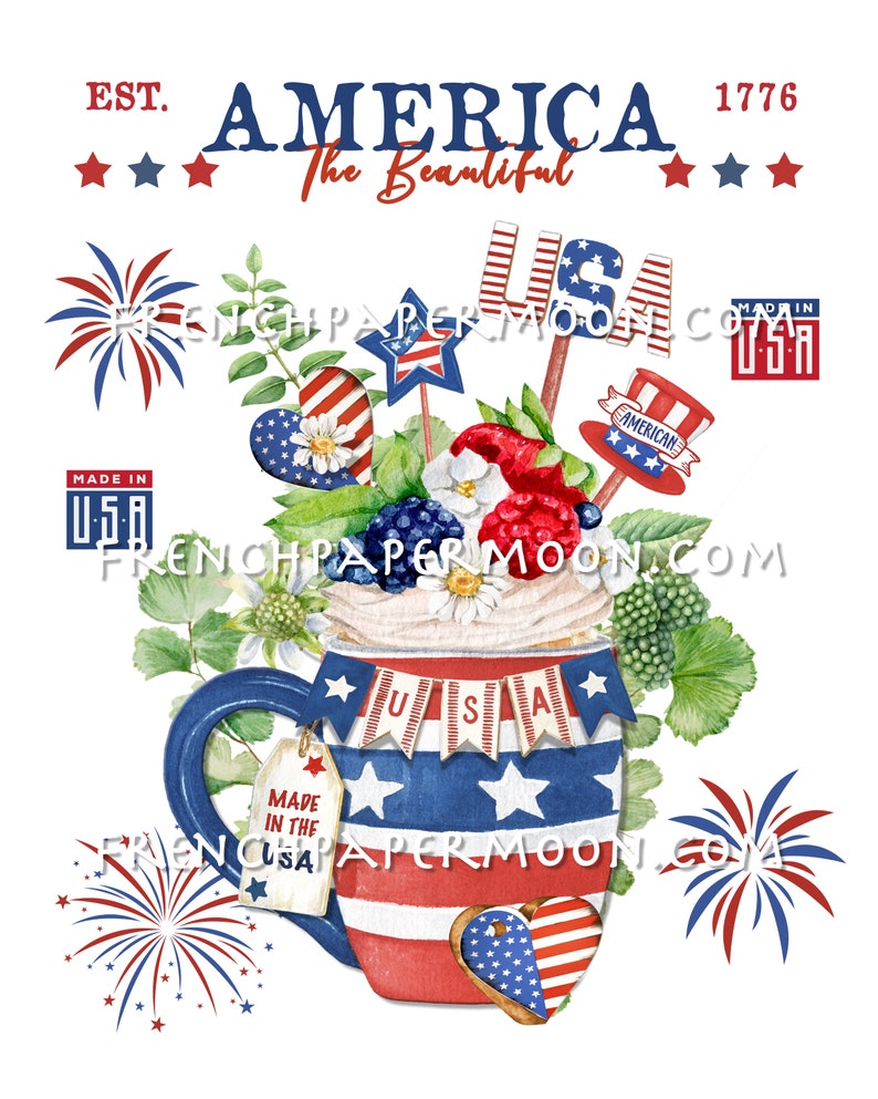 4th Of July Patriotic Mug Cake Red White Blue Patriotic Etsy