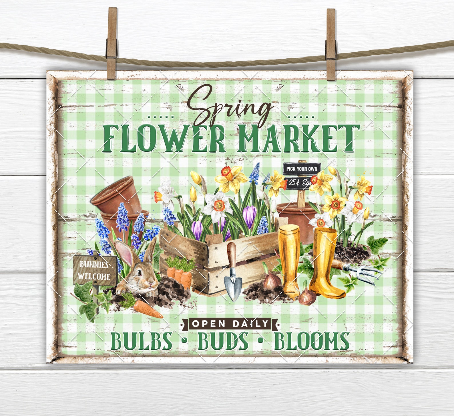 Spring Flower Market DIY Sign Bunny Garden Spring Bulbs - Etsy