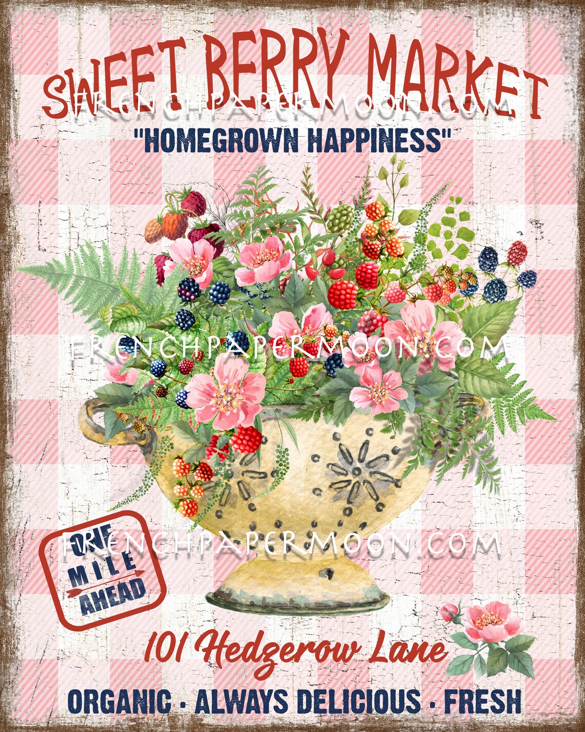 Berry Market, Fresh Berries, Farmhouse Berries, Rustic Colander, DIY ...