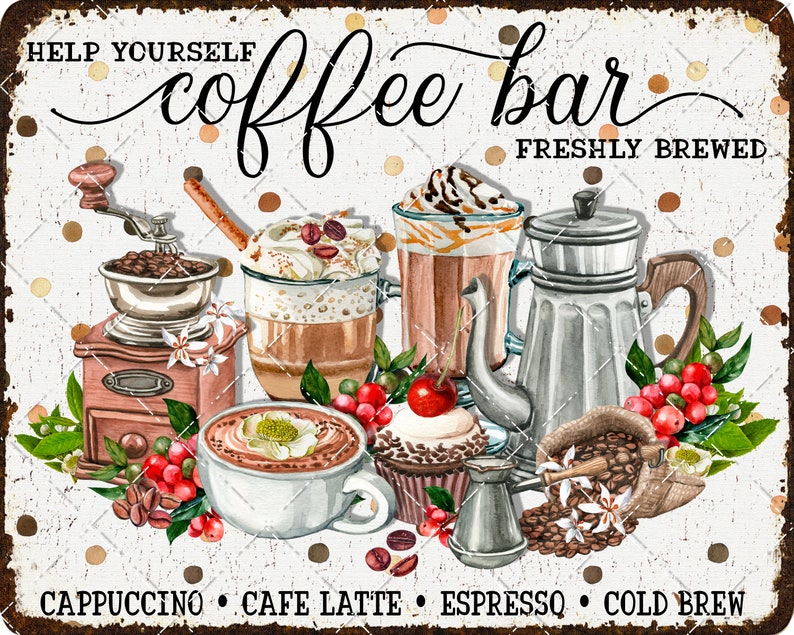 Farmhouse Kitchen Coffee Bar DIY Coffee Sign Coffee Drink - Etsy