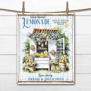 Farmhouse Lemonade Stand Fresh Squeezed Lemons DIY Summer Sign Fabric ...