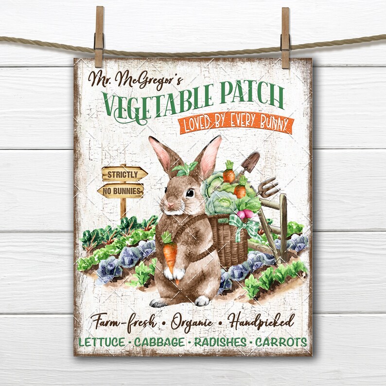 Easter Bunny Vegetable Patch DIY Sign, Cute Farmhouse, Vegetable Garden ...