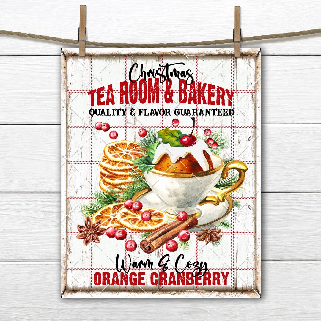 Christmas Tea Room, Christmas Bakery, Digital Print, DIY Xmas Sign ...