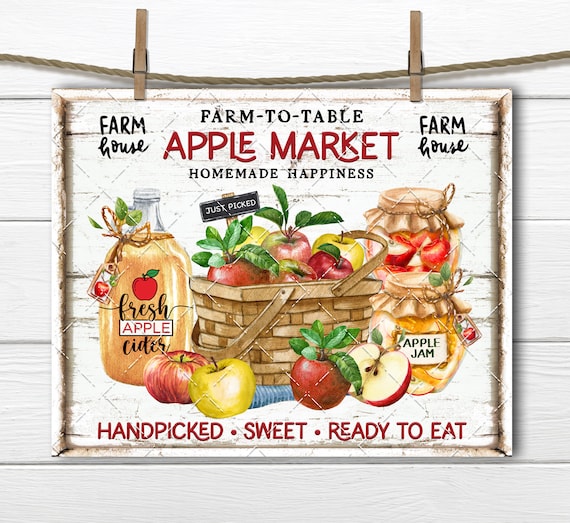 Apple Market Apple Cider DIY Fall Apple Sign Farmhouse - Etsy