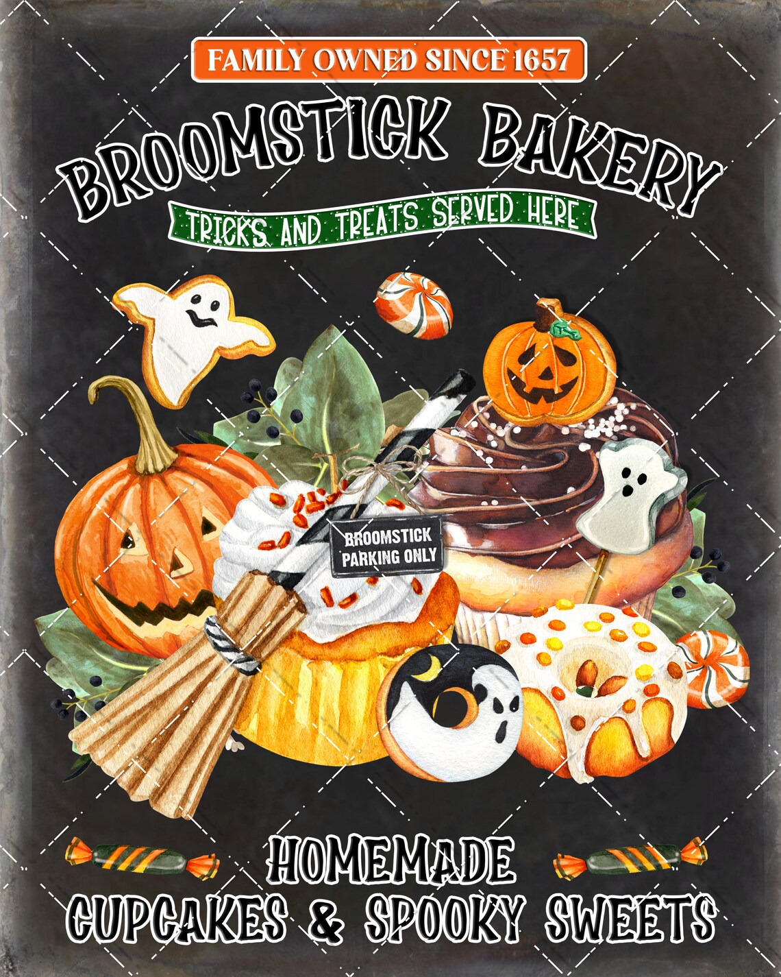 Halloween Bakery Broomstick Bakery Trick Treat Halloween - Etsy