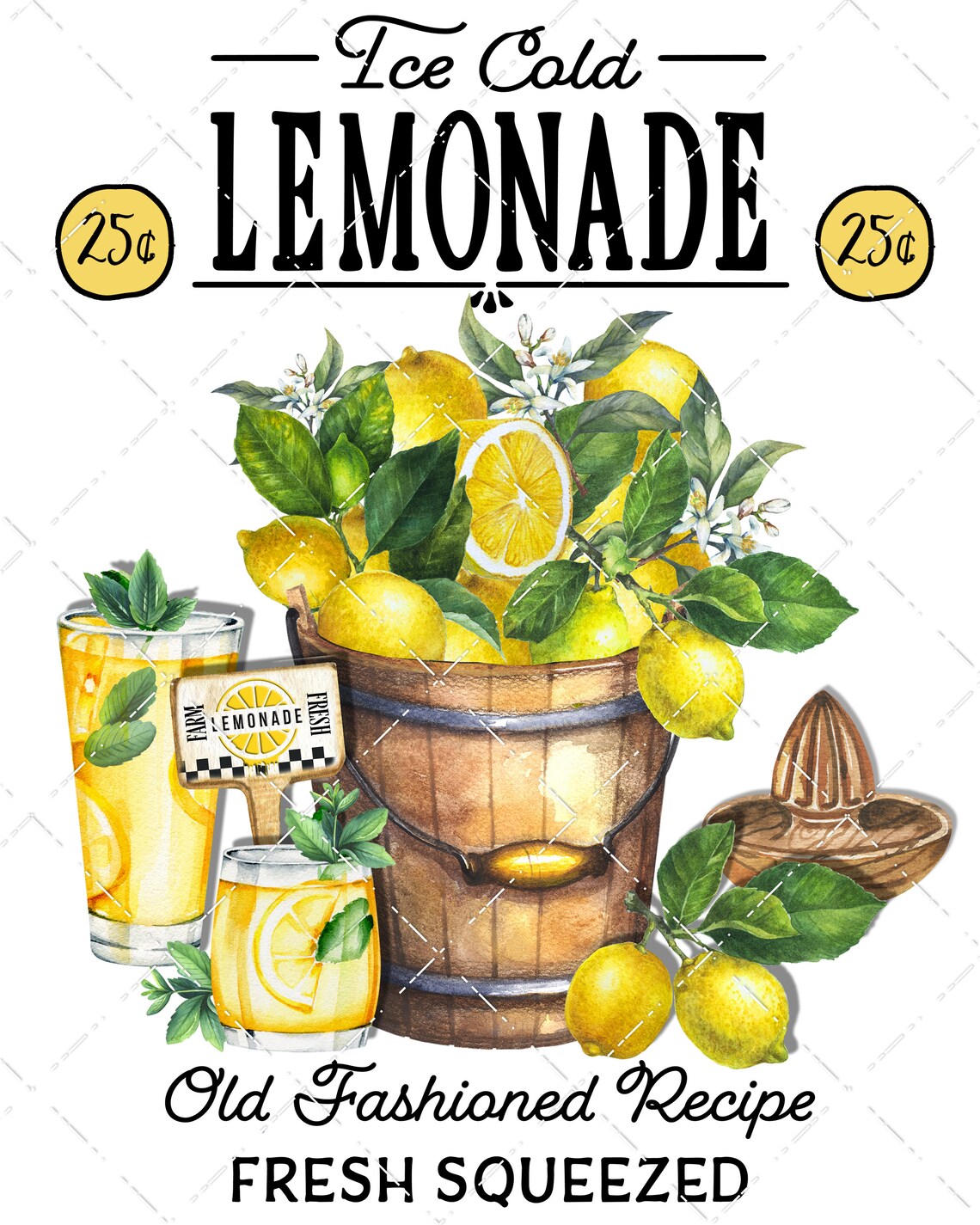 Lemonade DIY Sign, Farmhouse Lemon Bucket, Lemonade Drinks, Fresh ...