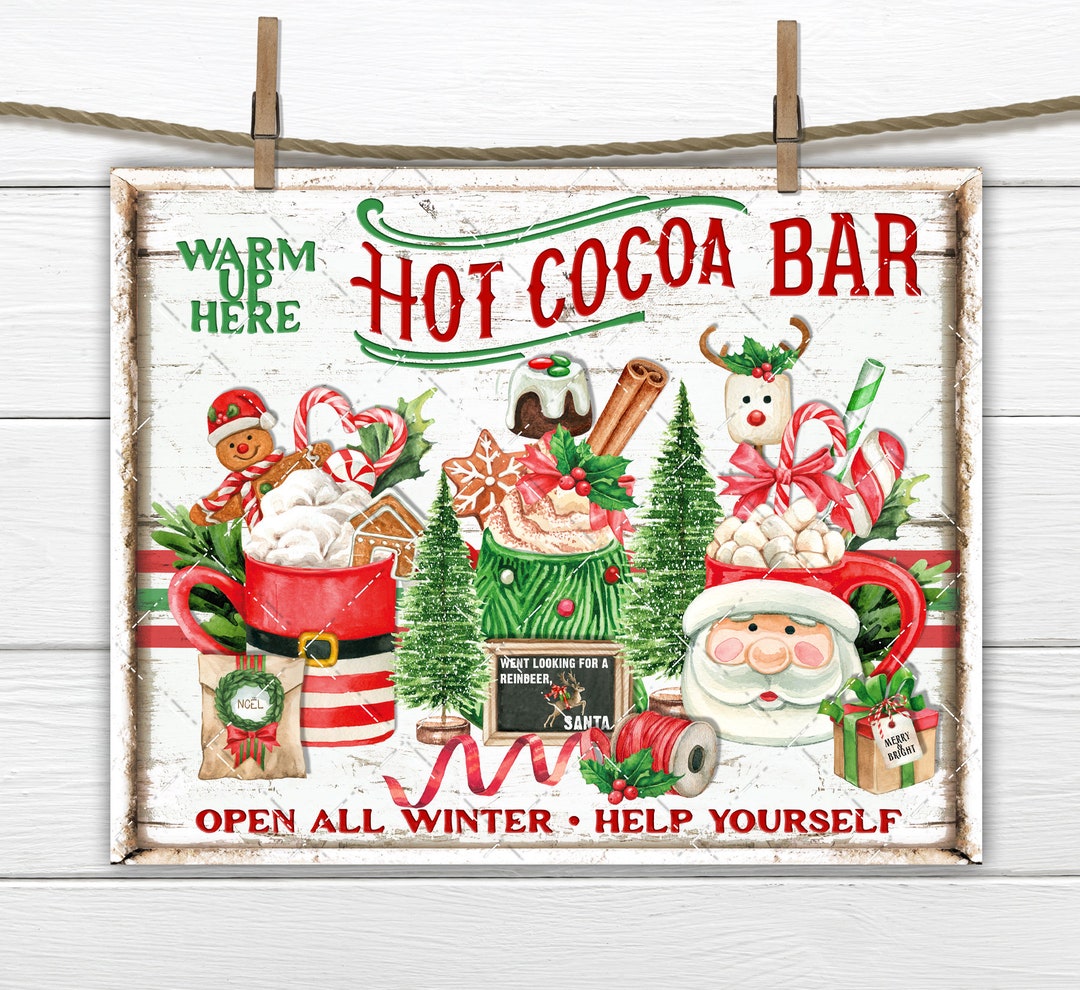 Cute Christmas Hot Cocoa Bar Winter Drinks Santa Mug Gingerbread DIY ...