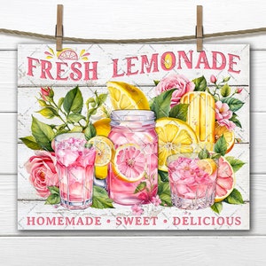 Pink Lemonade Drinks Summer DIY Sign Tiered Tray Decor Sublimation ...