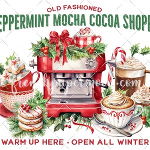 Christmas Coffee Peppermint Mocha Cocoa Shop Farmhouse Old Fashioned ...