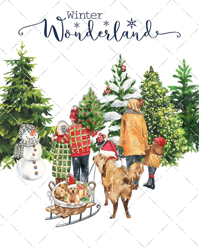 Winter Wonderland Digital Dog Lover Christmas Family Snow - Etsy