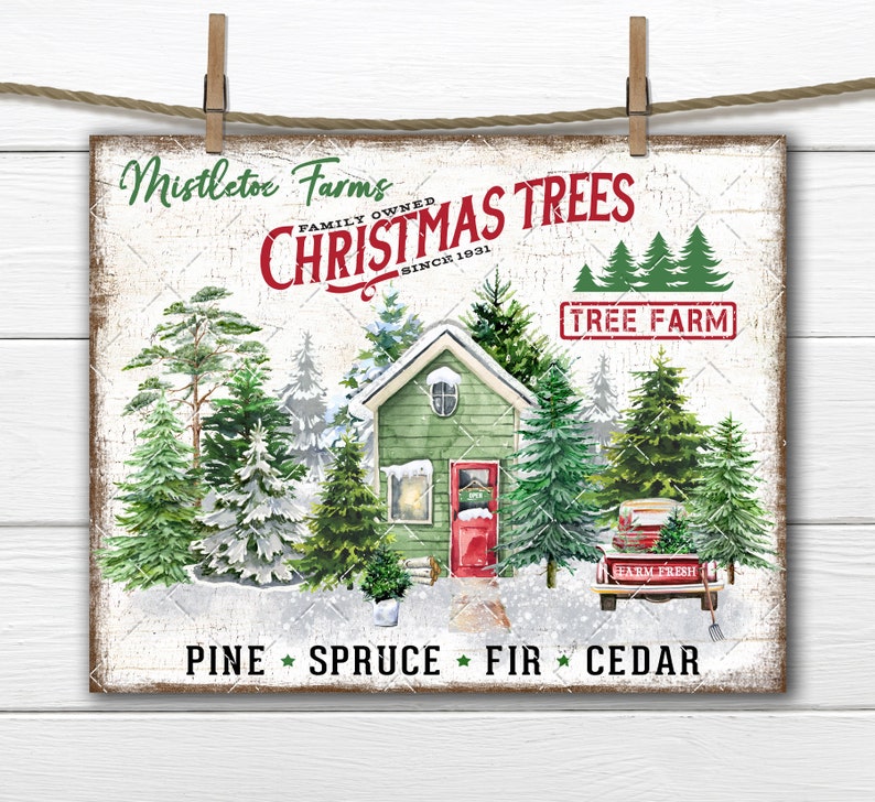 Farmhouse Christmas Sign, Christmas Tree Farm, Mistletoe, DIY Xmas Sign ...