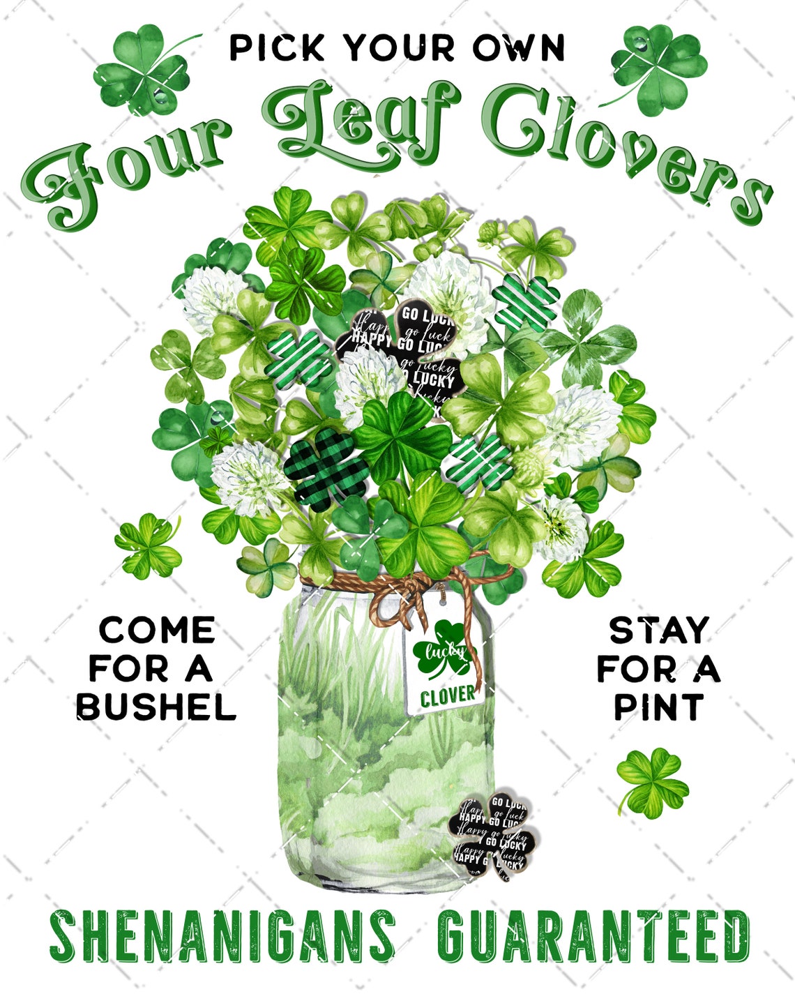 Farmhouse Clover Mason Jar Four-leaf Clovers Shenanigans Shamrocks DIY ...