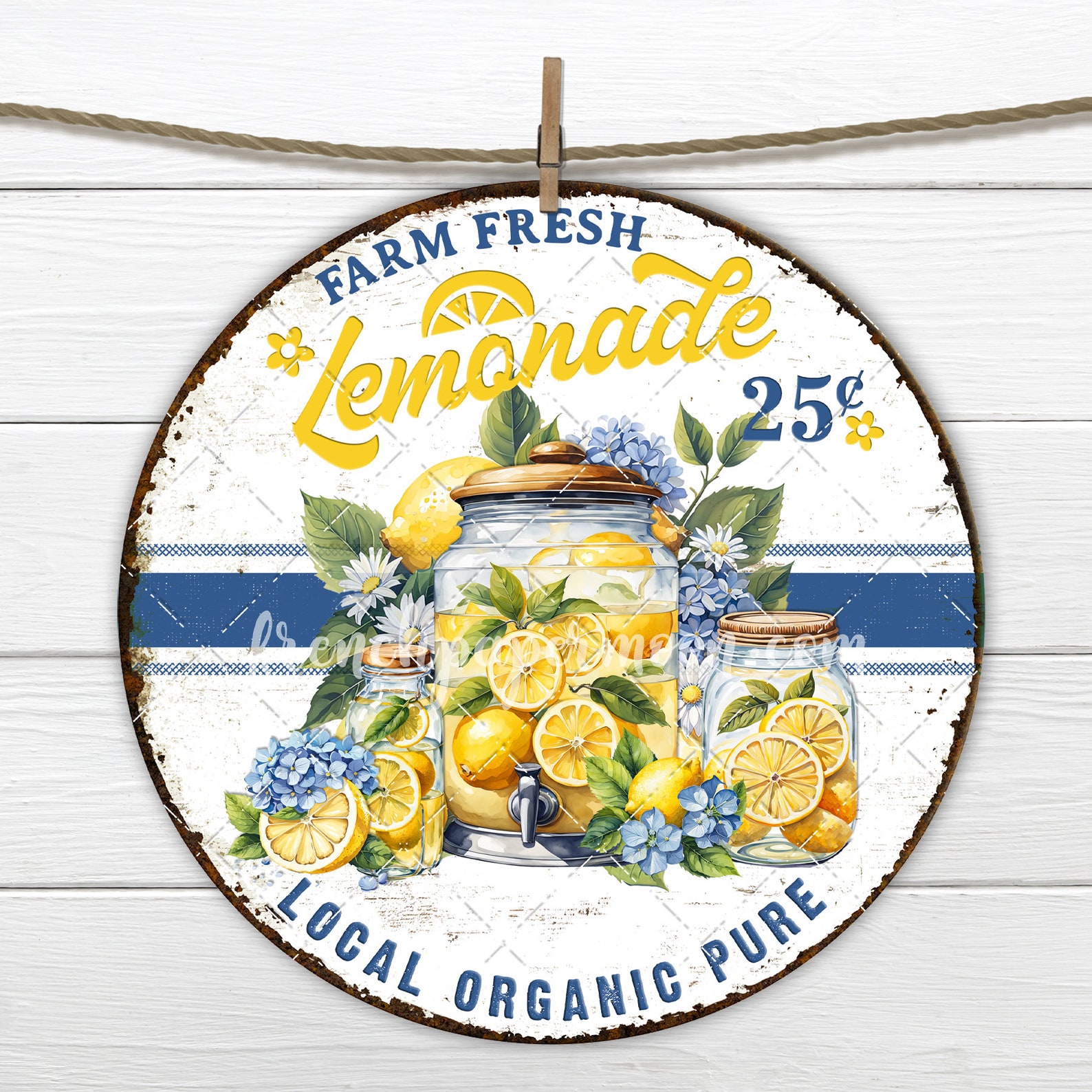 Farm Fresh Lemonade Circle Sublimation DIY Sign Making Round 8x8 Inch ...