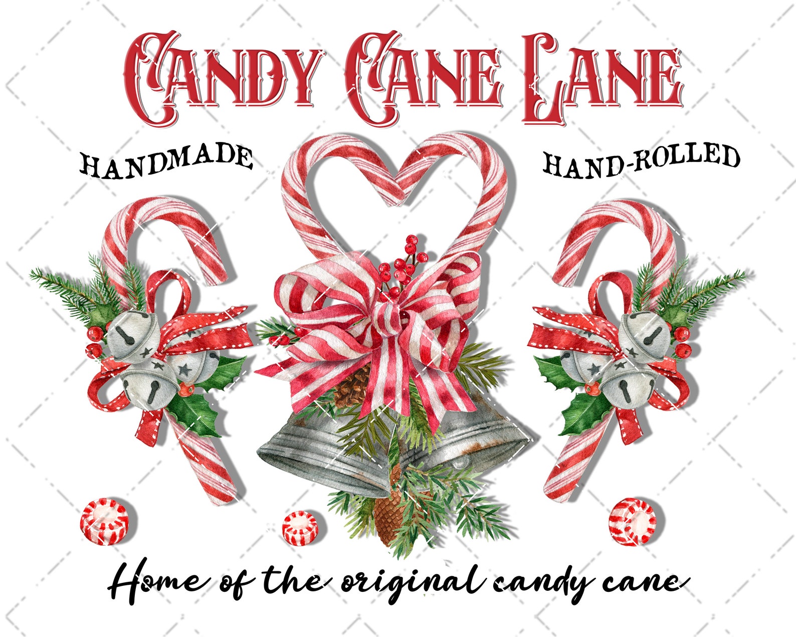 Candy Cane Lane Digital Christmas Sign DIY Sign Pink Candy - Etsy