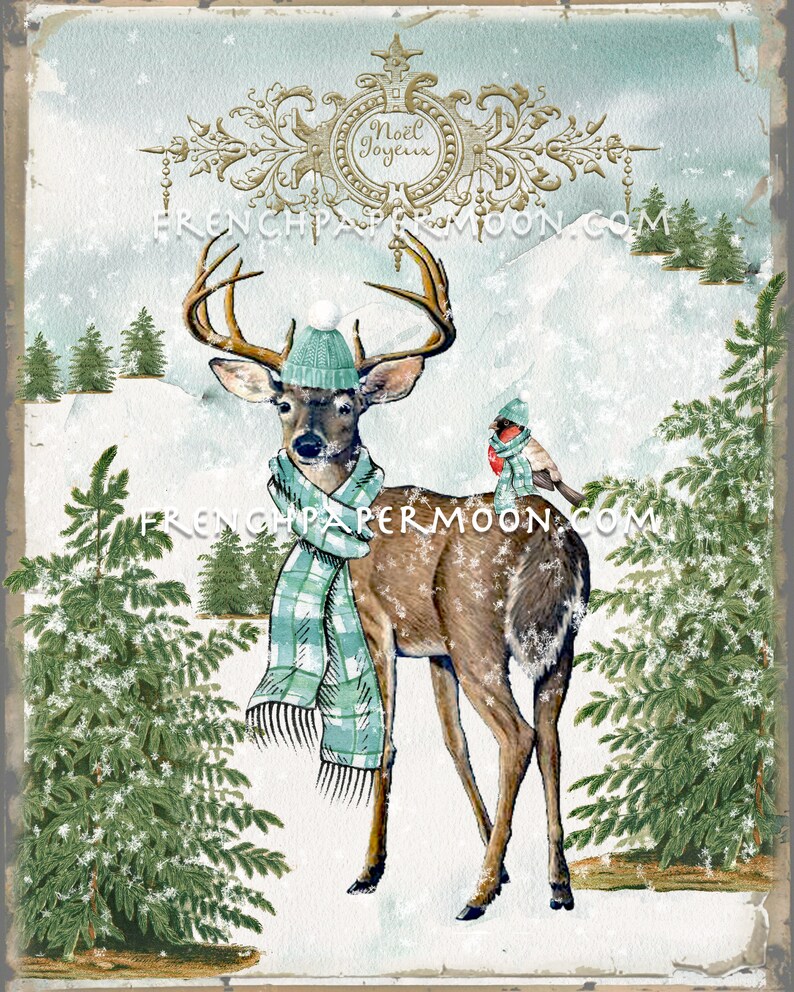 Christmas Deer Printable Woodland Christmas DIY Xmas Sign | Etsy