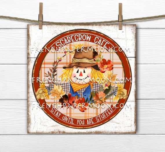 Fall Farmhouse Scarecrow Cafe Circle Sublimation Graphic | Etsy