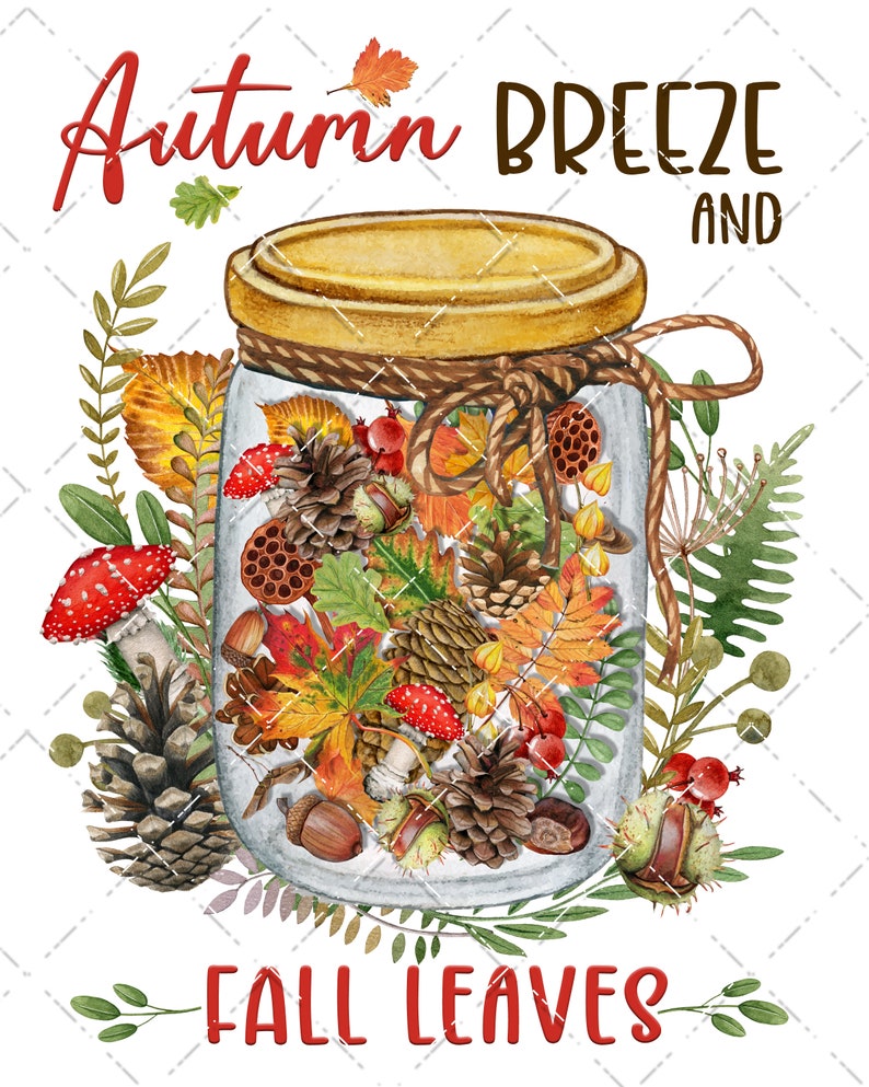 Fall Farmhouse Mason Jar Leaves, Autumn Forest, Autumn Leaves, Pine ...