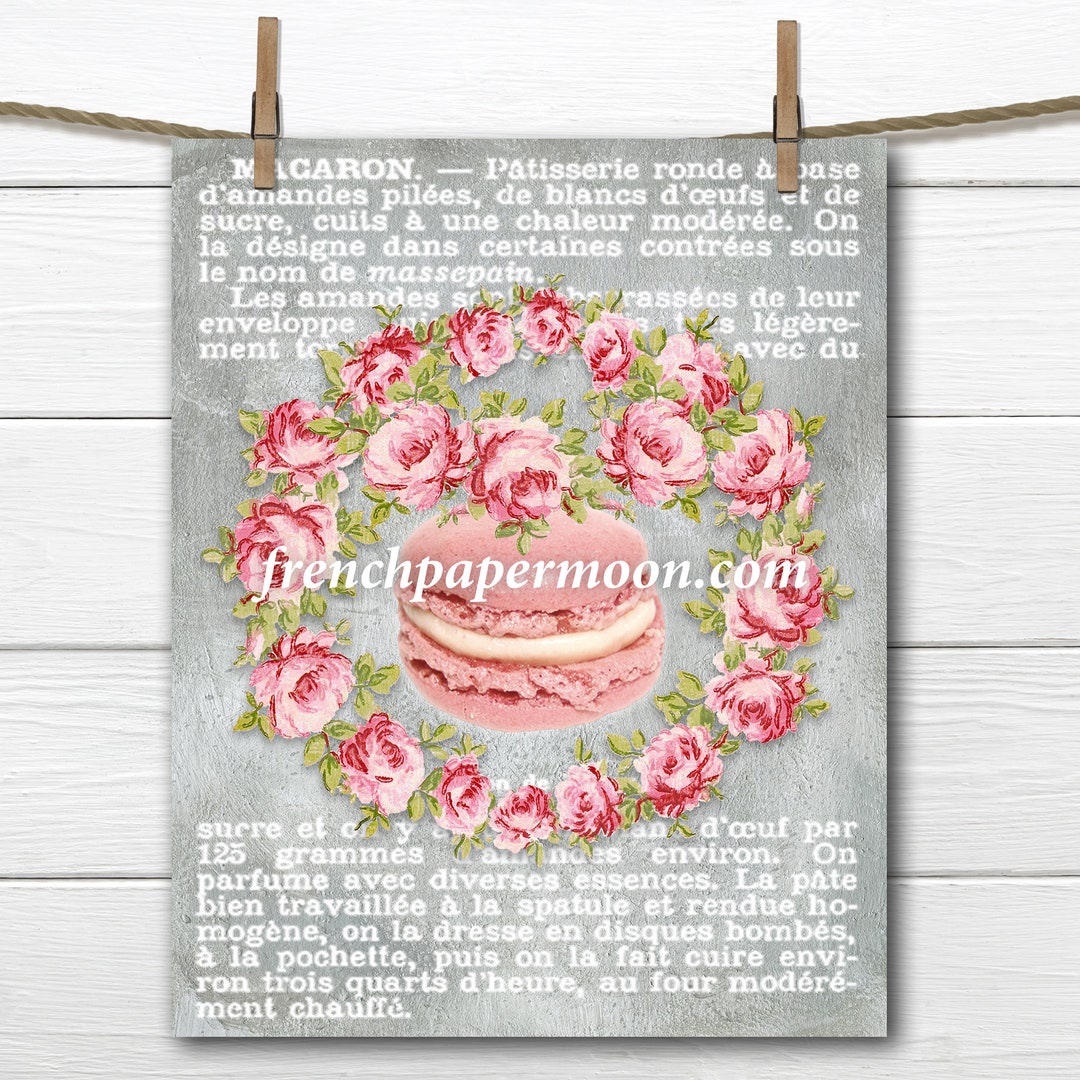 Digital French Macaron Printable, Kitchen Print, Wall Decor, Pillow ...