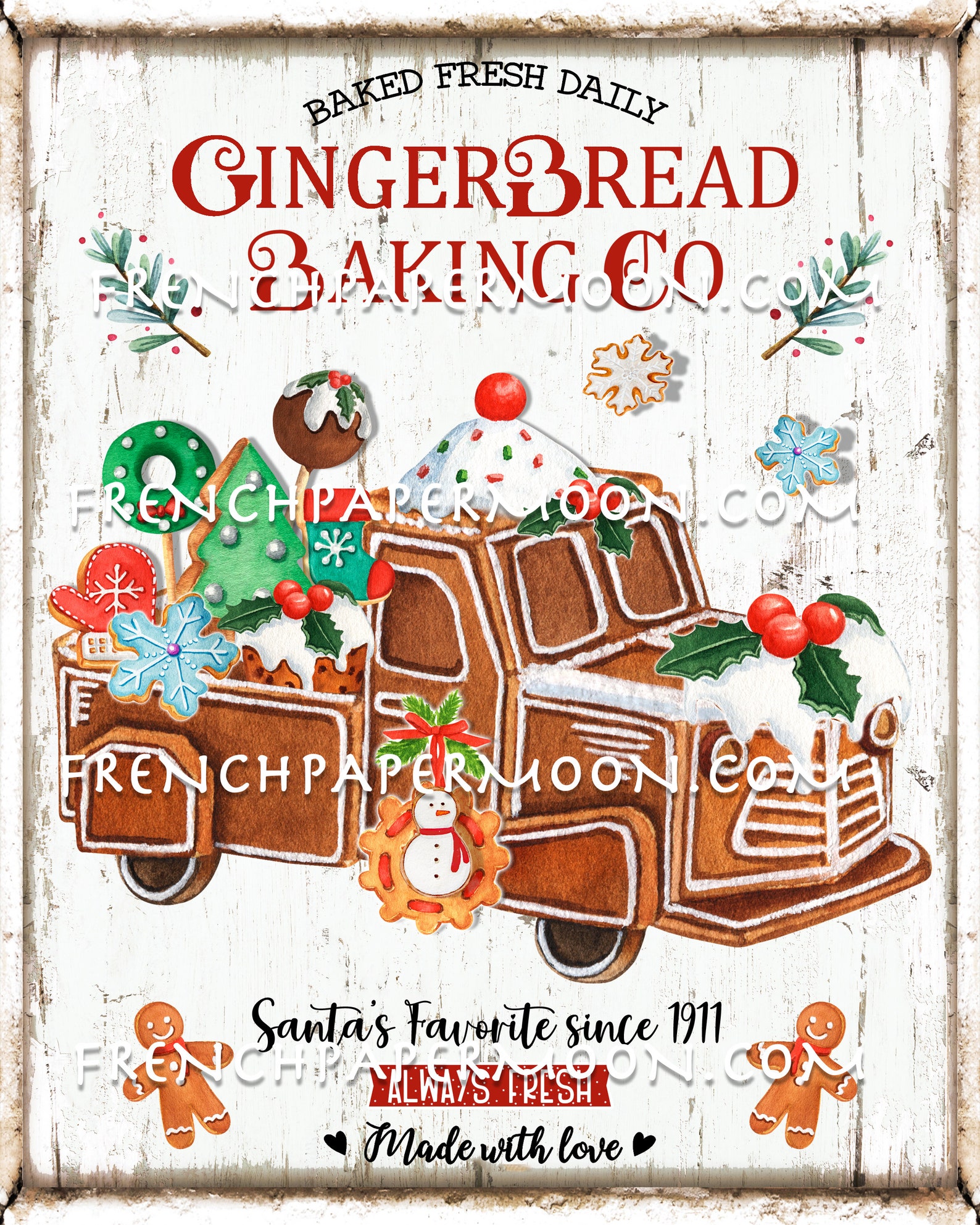Gingerbread Truck Christmas Bakery Gingerbread Cookies Santa - Etsy