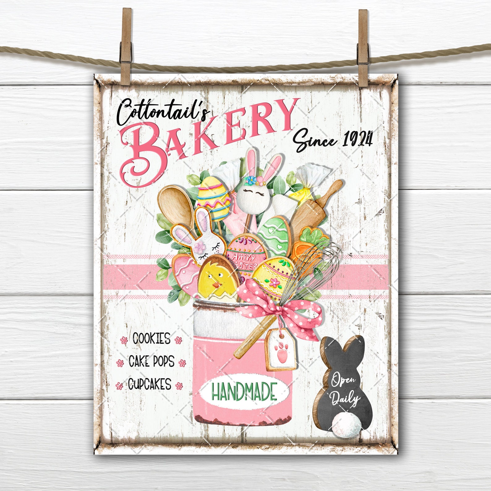 Easter Bakery DIY Sign, Confectionary, Sweets Cookies Cake Pops, Easter ...