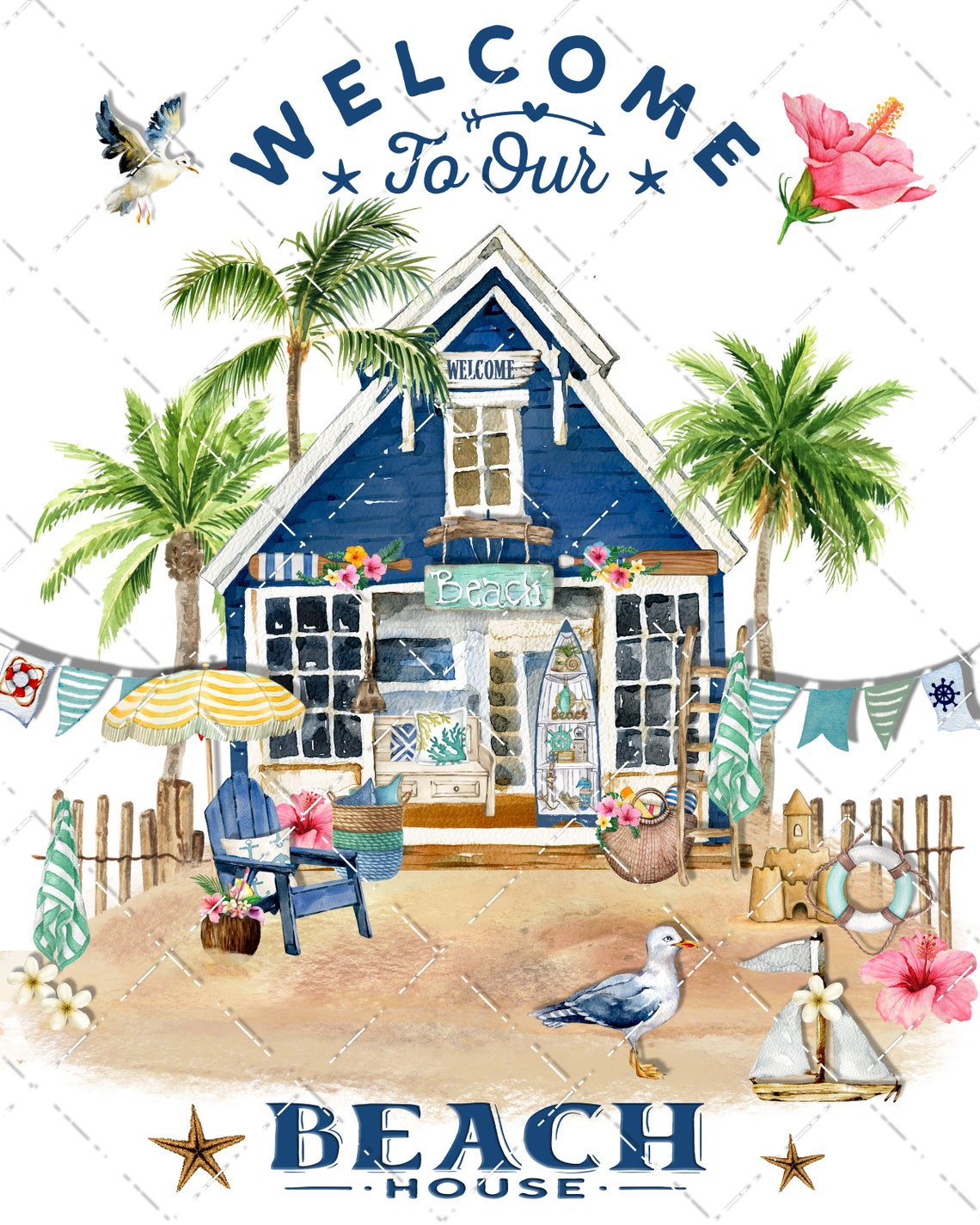 Beach House Welcome Sign Seaside DIY Beach Sign Beach - Etsy