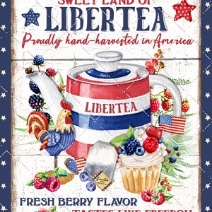 Patriotic DIY Sign, 4th of July Tea Party, Patriotic Teapot, Cupcake ...