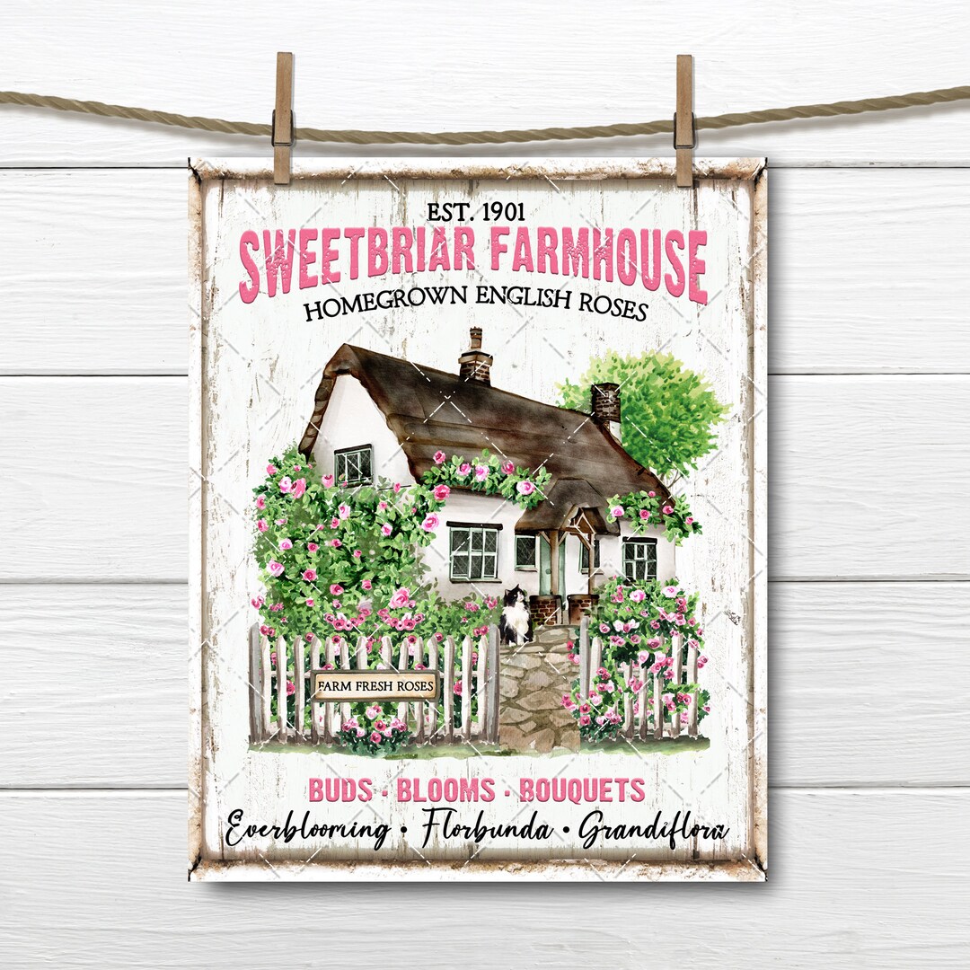Farmhouse Roses DIY Sign, Farm Fresh Roses, Rustic Rose Cottage, Rose ...