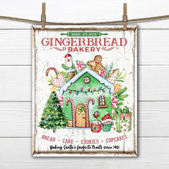 Mrs Claus Gingerbread Bakery DIY Christmas Sign Gingerbread | Etsy