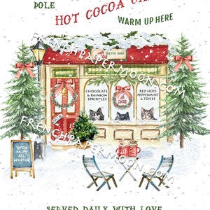 Hot Cocoa Shop, Winter Cafe, Christmas Sign, Snowy Winter Scene, Winter ...