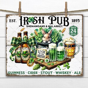St. Patrick's Day Irish Pub Digital Transfer: Green Beer Clover ...