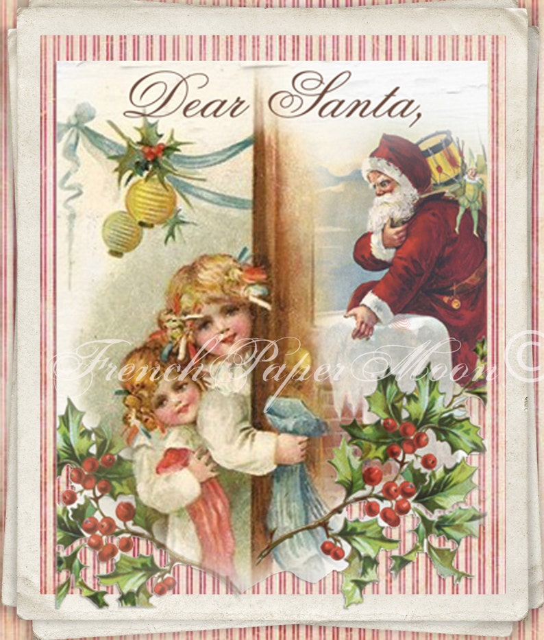 Vintage Digital Santa Dear Santa Santa Letter Christmas - Etsy