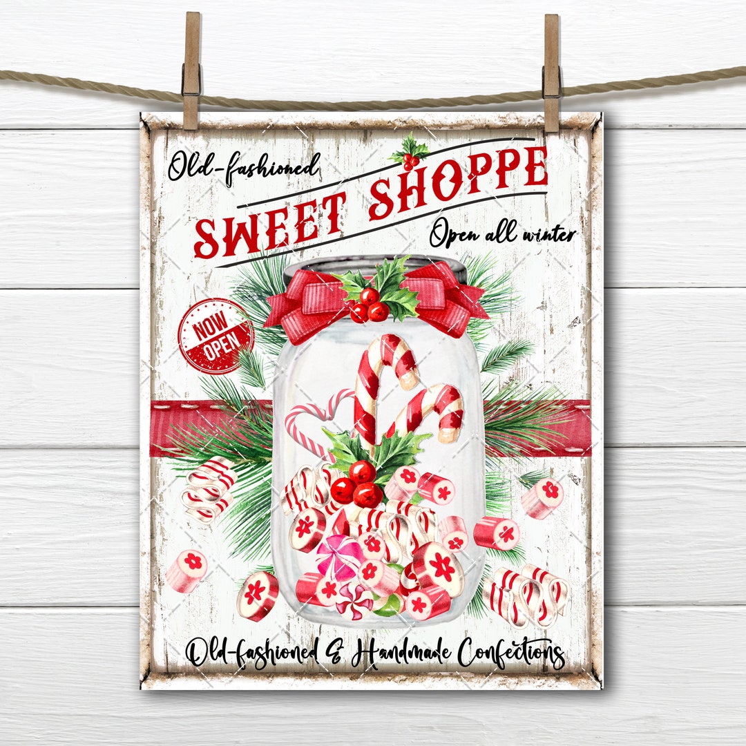 Old Fashioned Christmas Candy, Candy Jar, Xmas Mason Jar, Sweet Shoppe ...