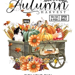 Autumn Harvest Pumpkin Wagon Fall Farmhouse Market, DIY Fall Sign ...