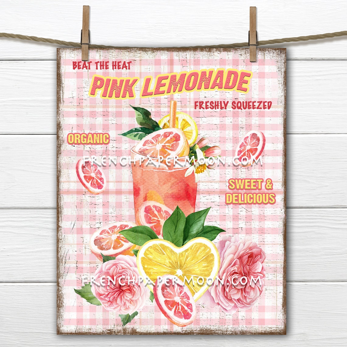 Farmhouse Pink Lemonade Lemonade Sign Lemons Roses DIY - Etsy