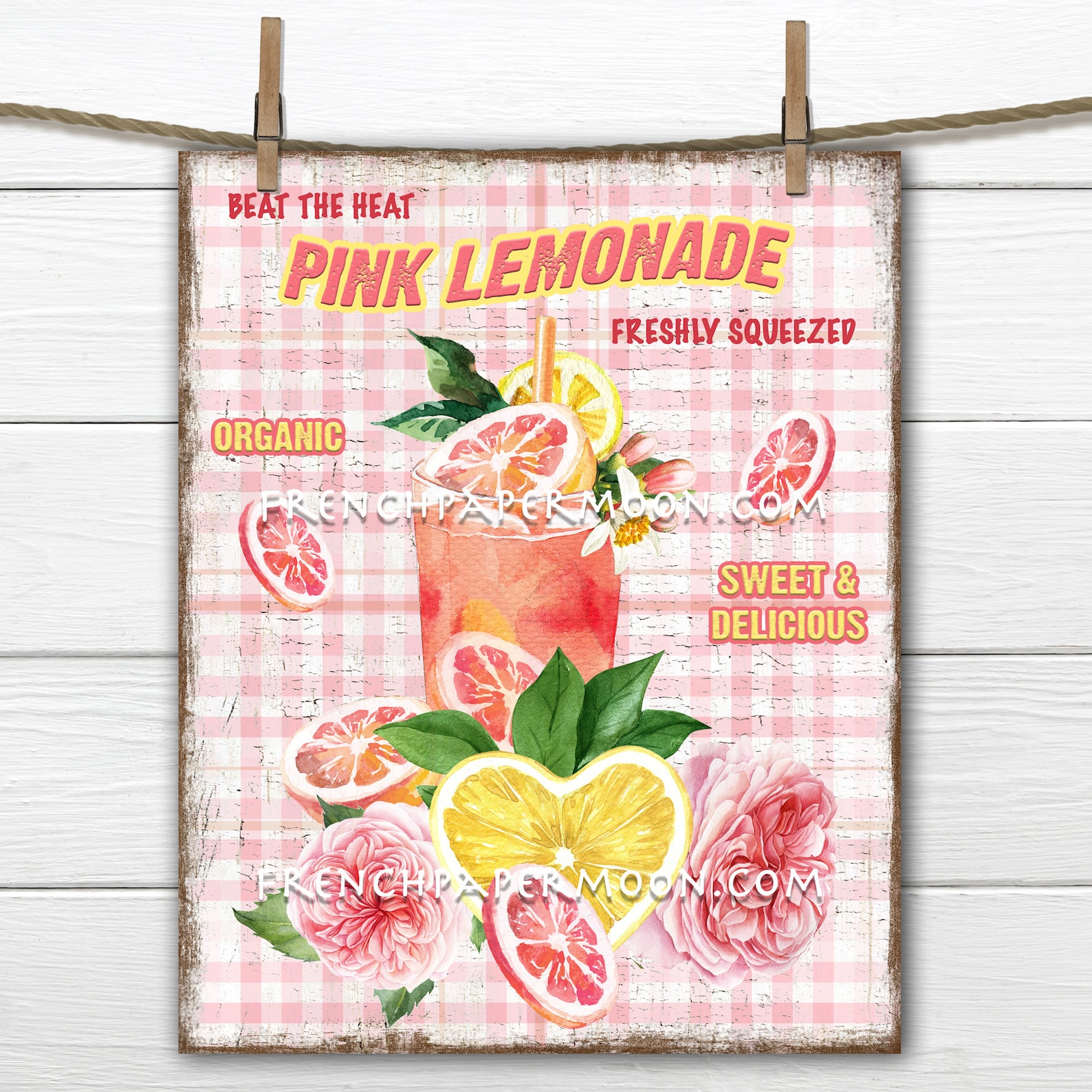 Farmhouse Pink Lemonade Lemonade Sign Lemons Roses DIY - Etsy