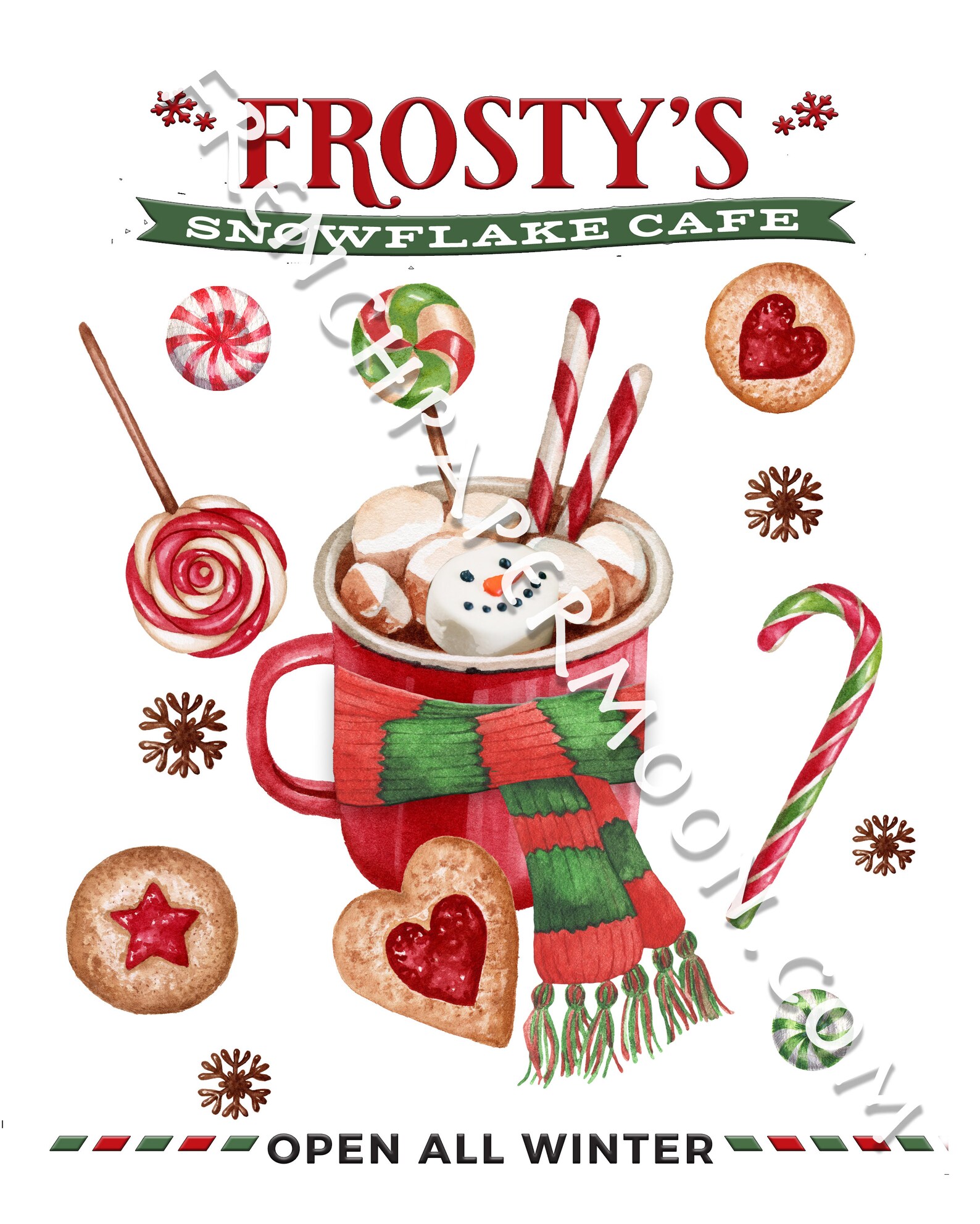Frosty Snowflake Cafe Hot Chocolate DIY Christmas Sign - Etsy