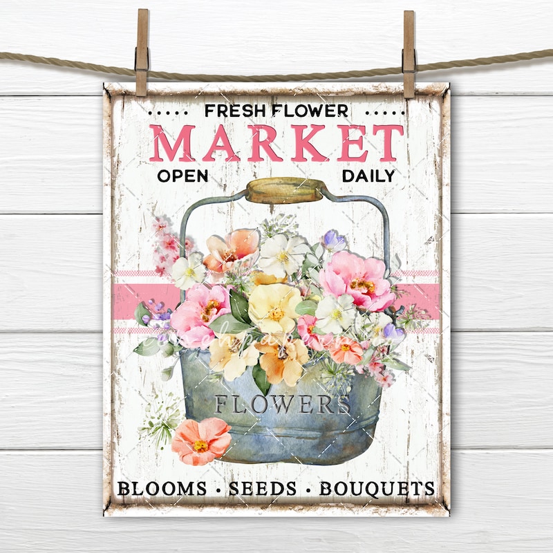Fresh Flower Market Sign - Etsy
