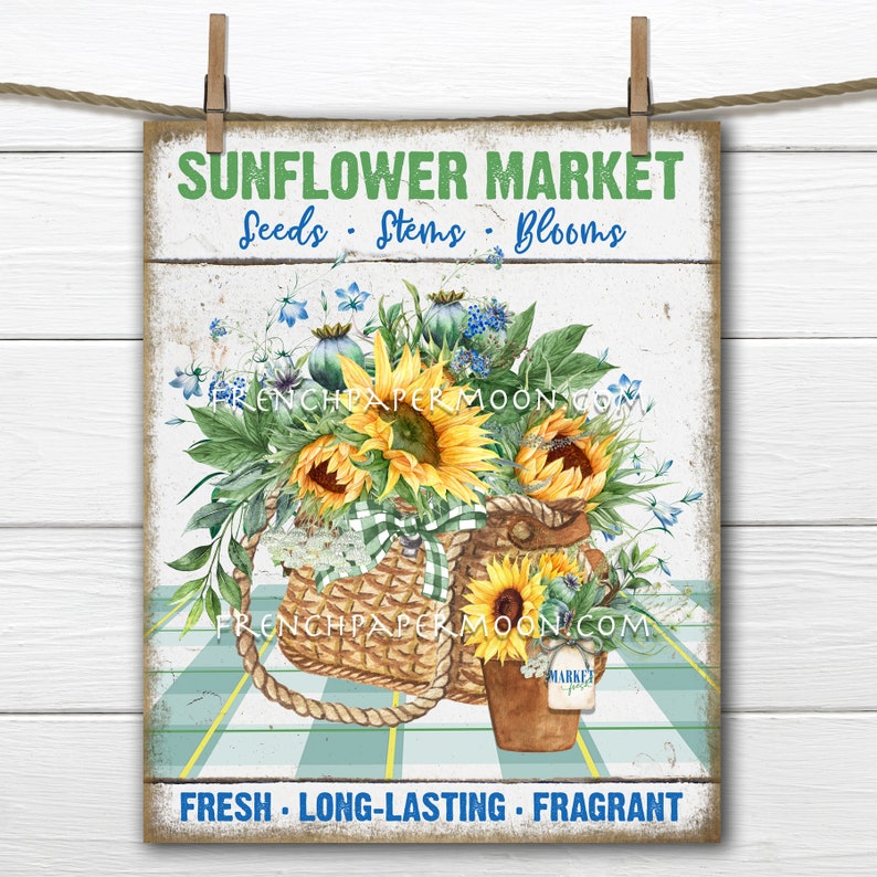 Sunflower Market Digital Farm Fresh Sunflowers DIY Sign - Etsy