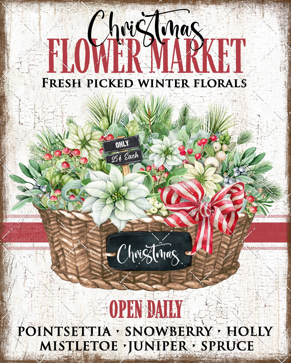 Christmas Flower Market DIY Xmas Flowers Sign Winter - Etsy