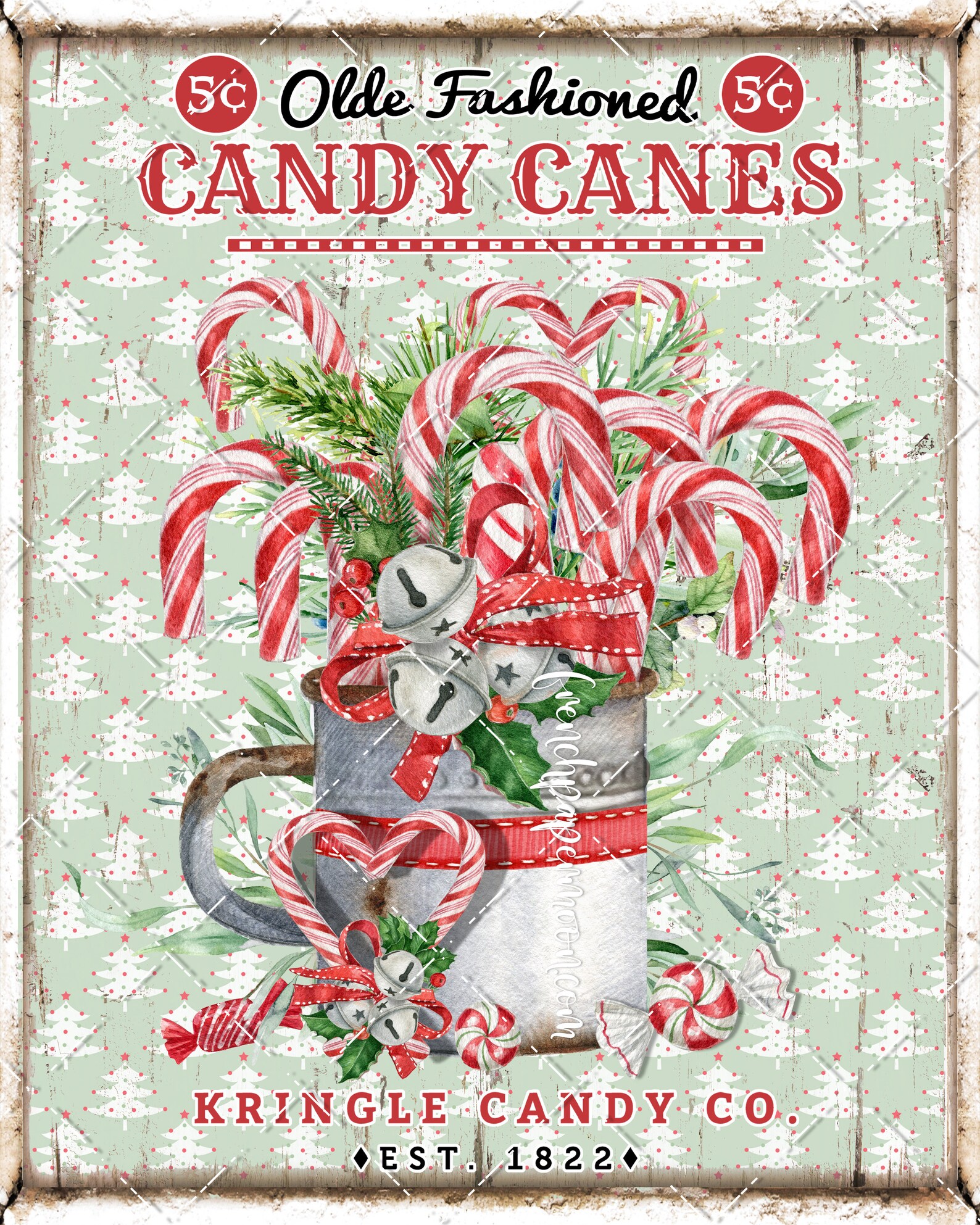 Old Fashioned Candy Cane Sign Kris Kringle Farmhouse Christmas, DIY ...